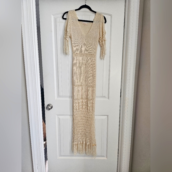 Sew In Love | Dresses | Cream Colored Crochet Knit Maxi Dress | Poshmark